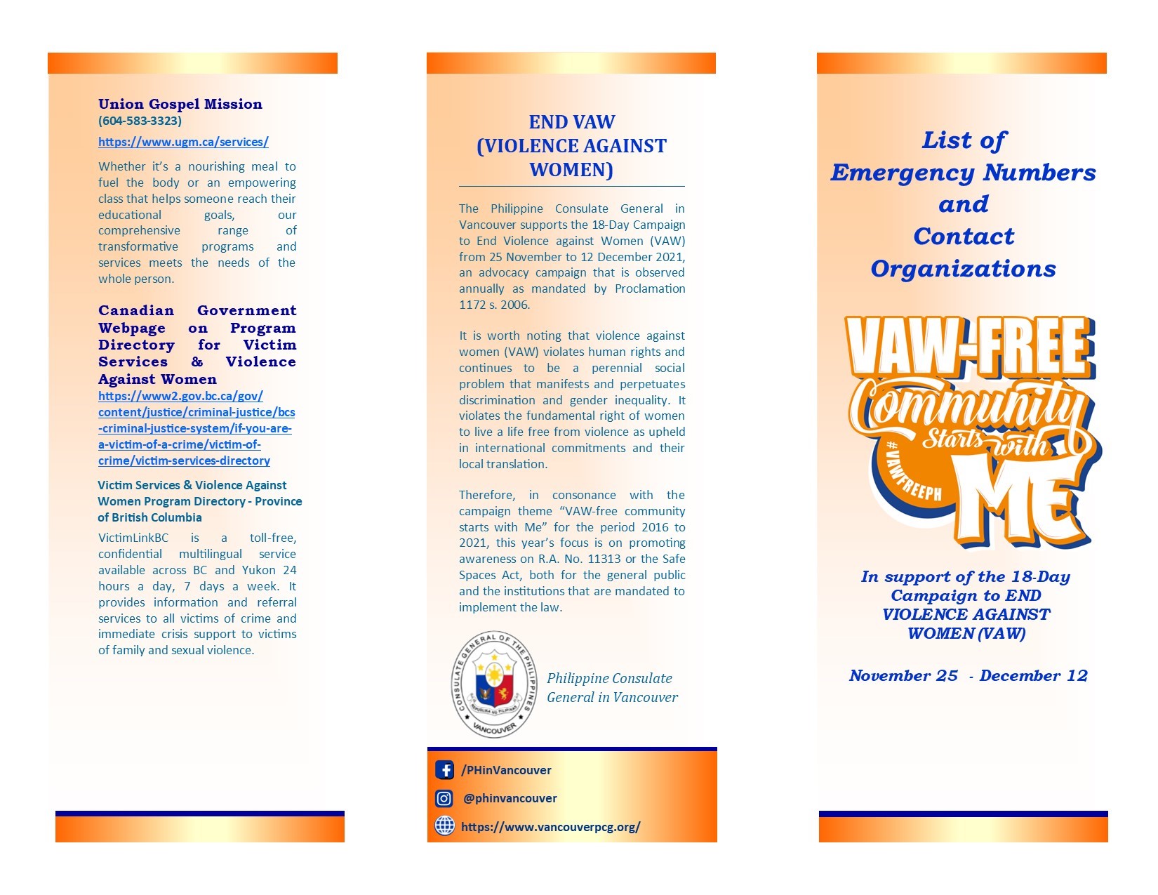 PH Consulate General in Vancouver Joins 18-Day Campaign to End Violence ...