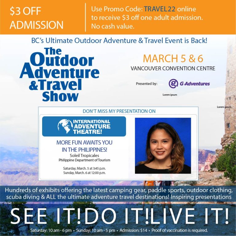 5-6 March 2022 - The Outdoor Adventure and Travel Show - Vancouver Philippines Consulate General