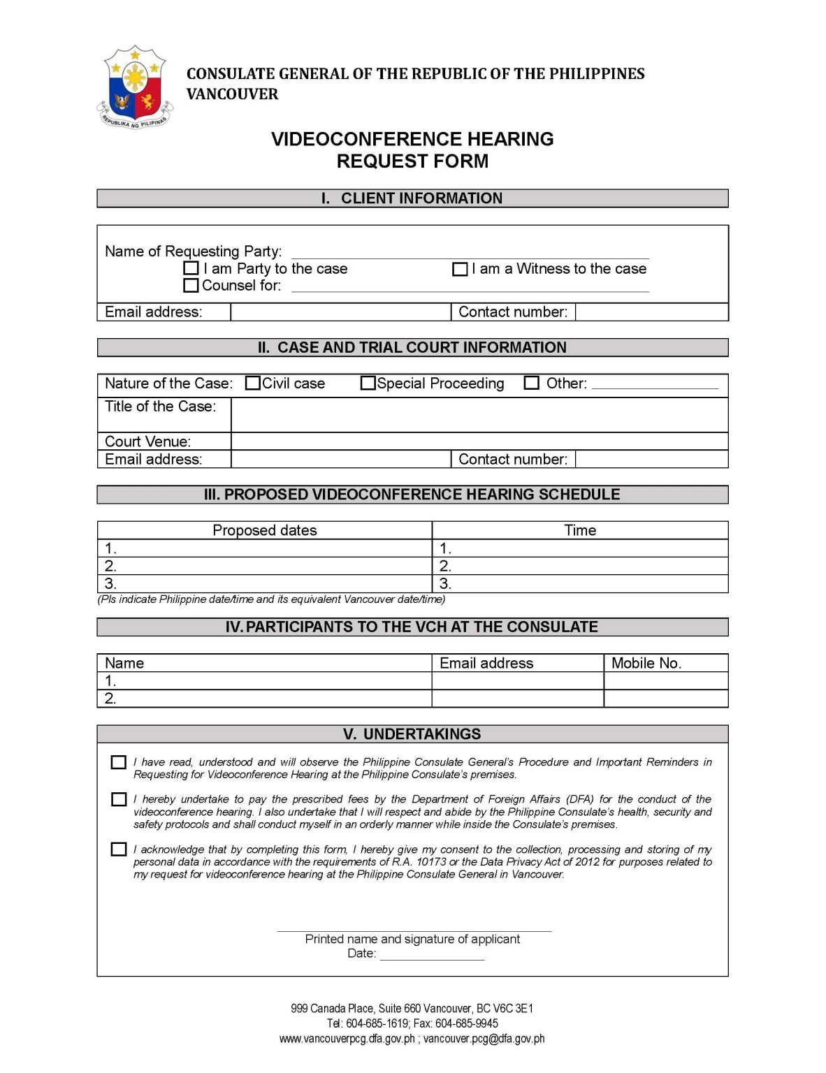 Videoconference Hearing Request Form - Vancouver Philippines Consulate ...