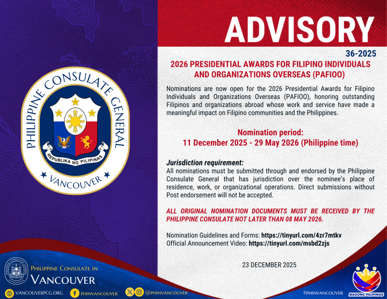 ADVISORY NO. 36-2025: 2026 PRESIDENTIAL AWARDS FOR FILIPINO INDIVIDUALS ...